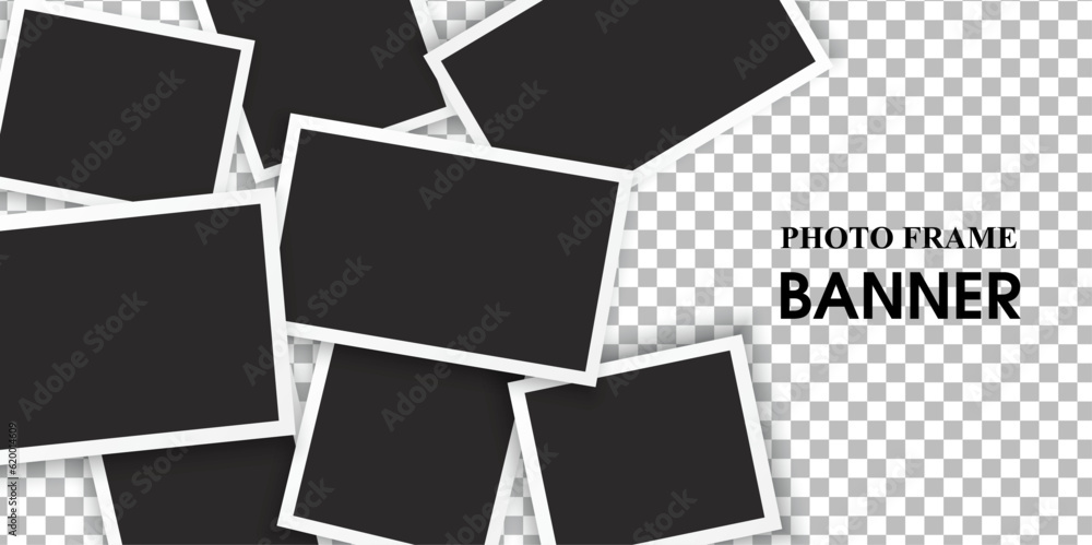 banner of empty photo frames compositions. Realistic vector mockups ...