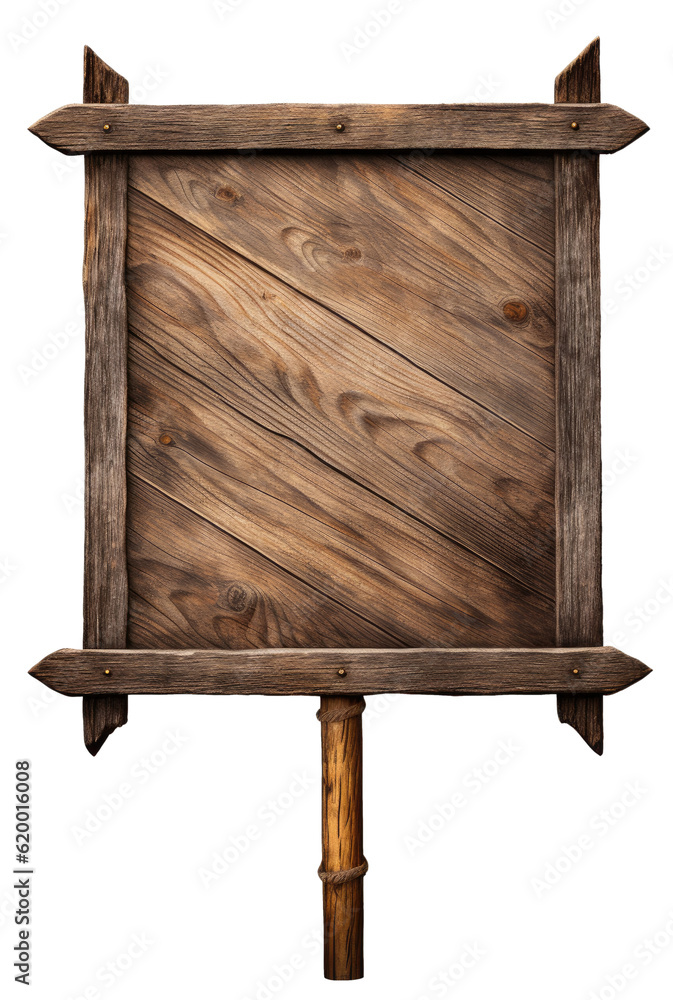 Vertical wooden sign board isolated on transparent background ...