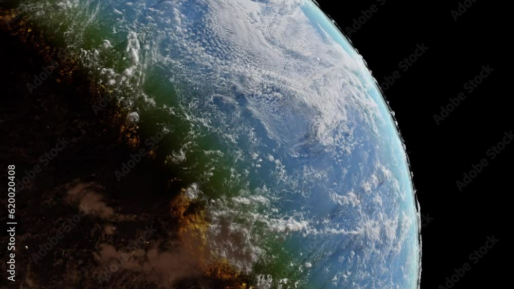 Earth globe Close-Up represents light and dark parts. global warming ...