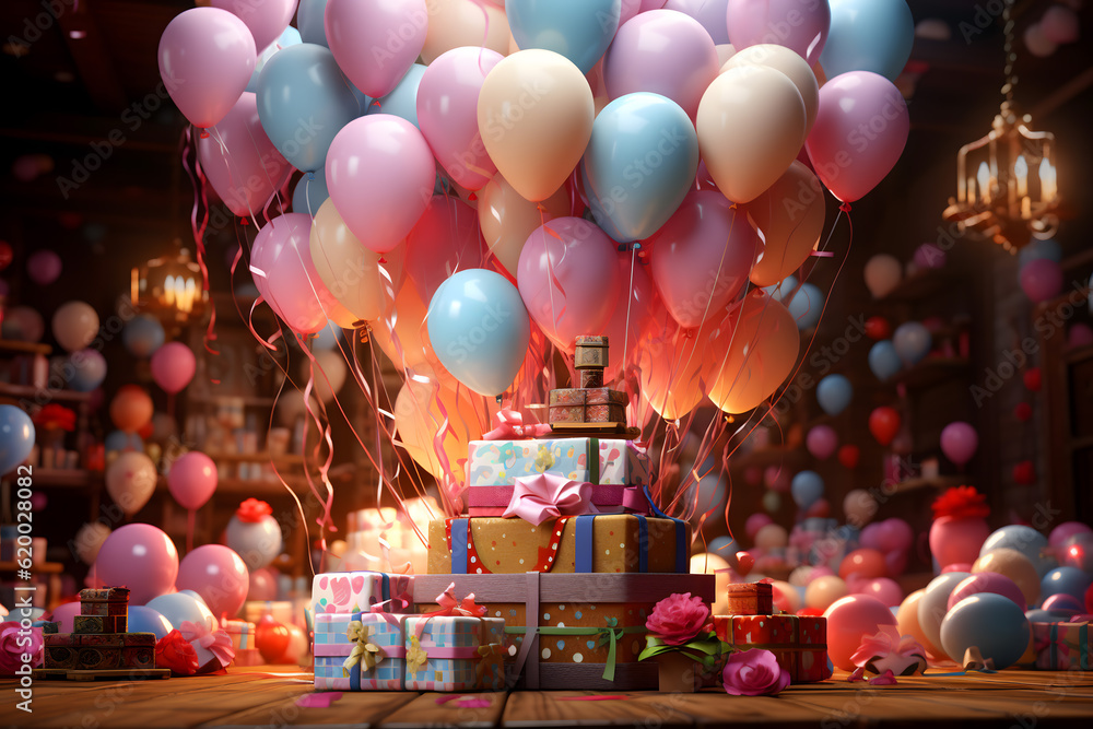 birthday party balloons, colourful balloons background and birthday ...