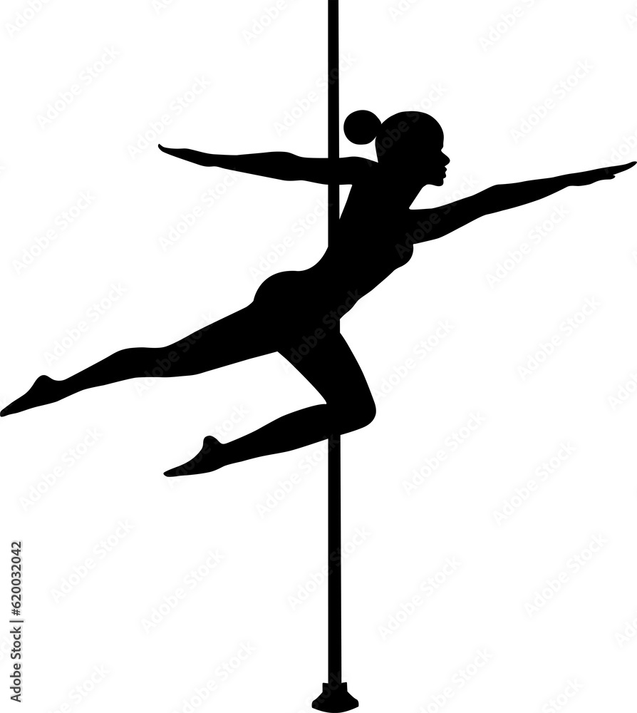 Pole dance women silhouette isolated on transparent background Stock ...