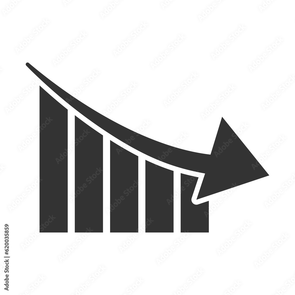 Vector illustration of descending graph icon in dark color and ...