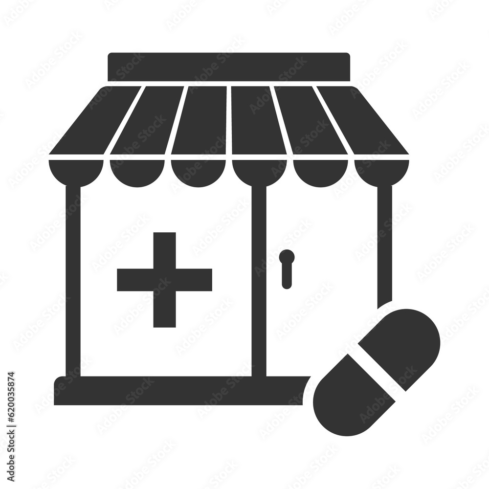 Vector illustration of pharmacy icon in dark color and transparent ...
