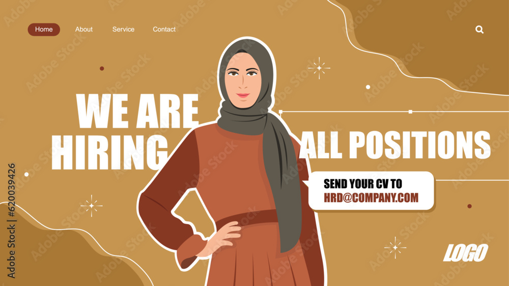 We are hiring banner design with beautiful hijab woman Stock Vector ...