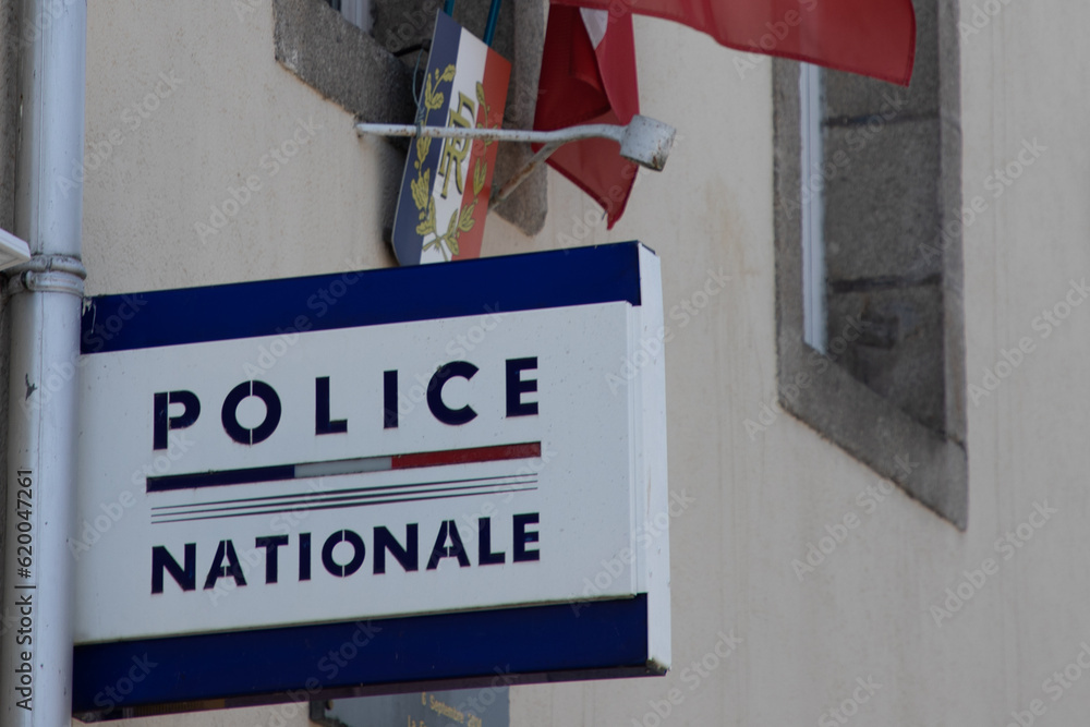 Foto de police nationale sign text and logo facade office French ...