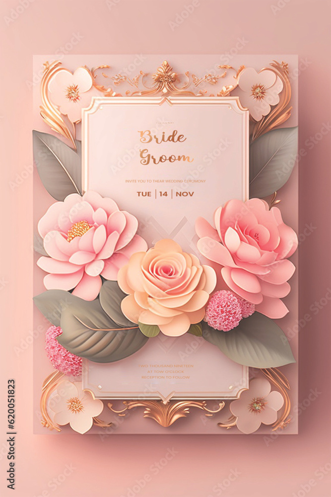 wedding card template, wedding template design, , ai generated ...