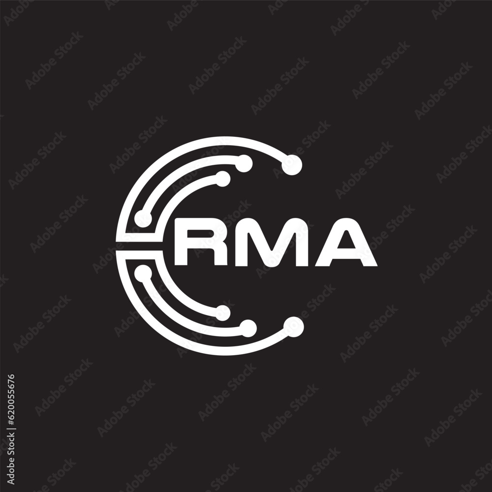 RMA letter technology logo design on black background. RMA creative ...