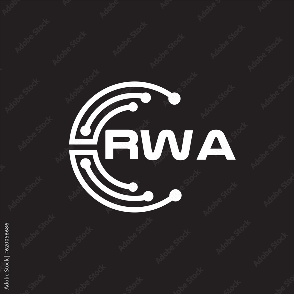 RWA letter technology logo design on black background. RWA creative ...