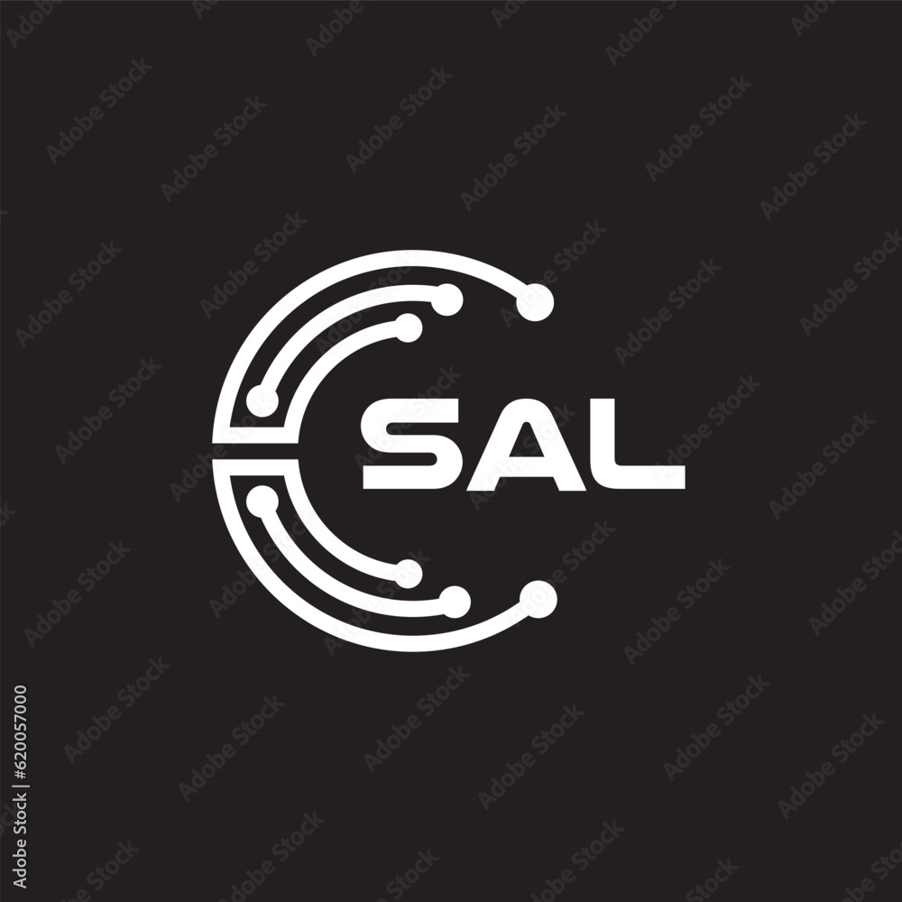 SAL letter technology logo design on black background. SAL creative ...