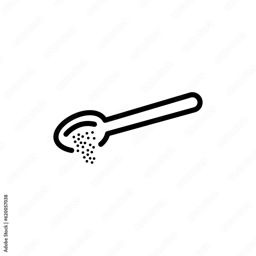 Spoon sugar powder icon, add teaspoon ingredients, cooking food baking ...