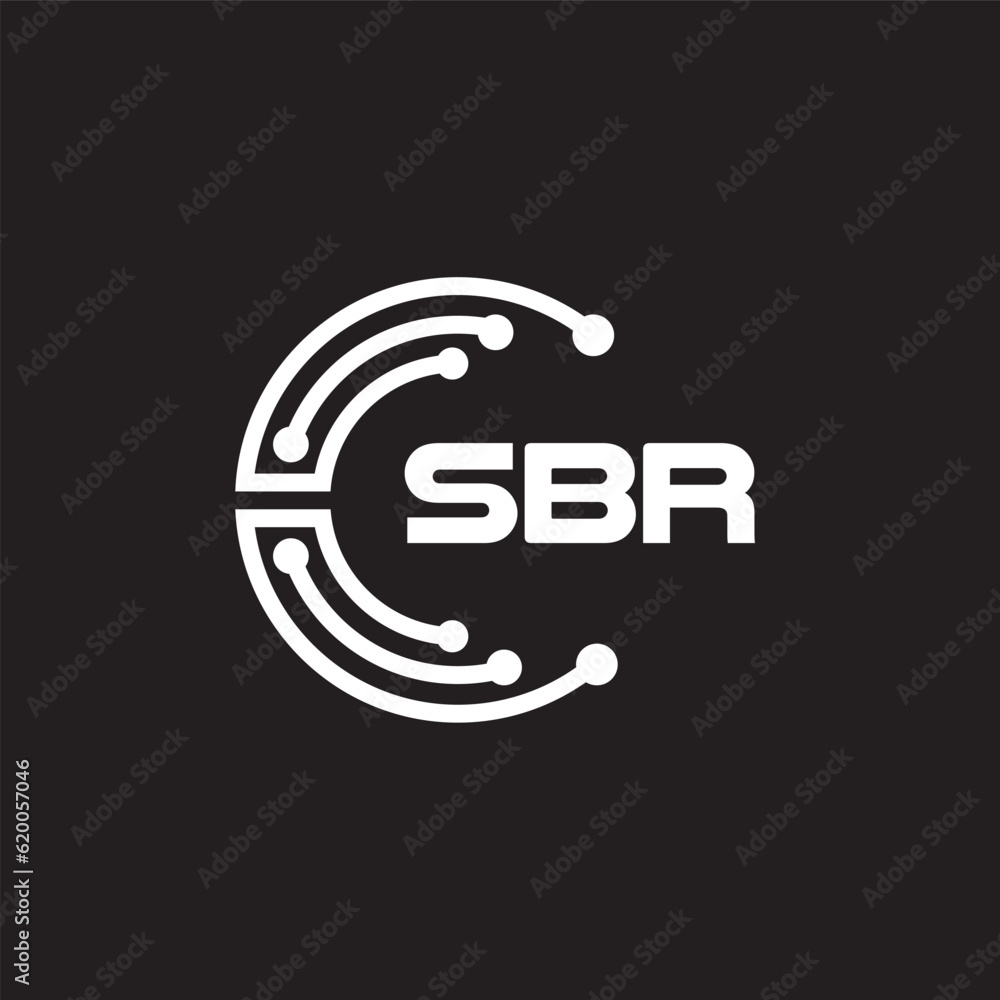 SBR letter technology logo design on black background. SBR creative ...