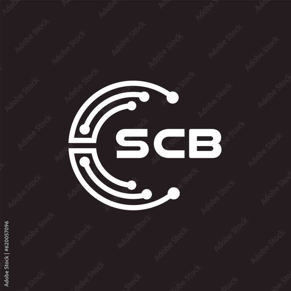 SCB letter technology logo design on black background. SCB creative ...