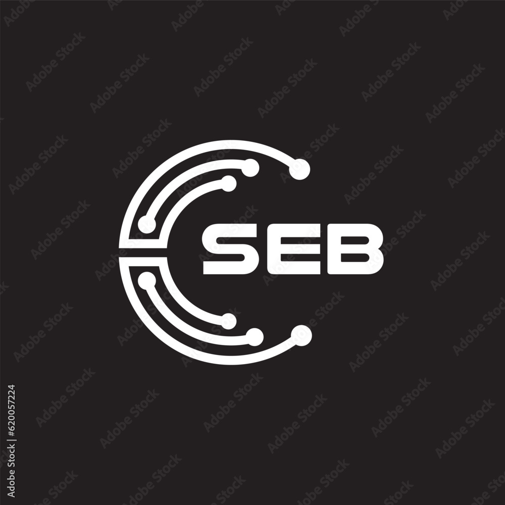SEB letter technology logo design on black background. SEB creative ...