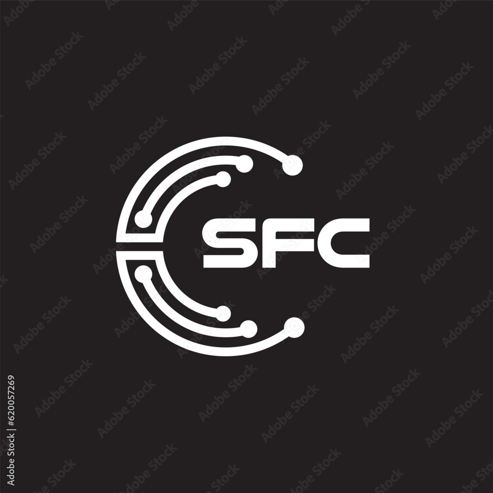 SFC letter technology logo design on black background. SFC creative ...