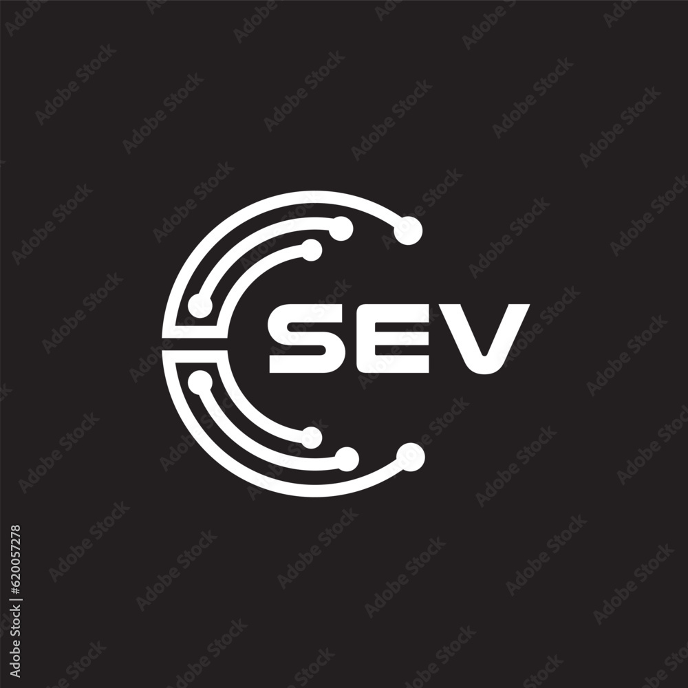 SEV letter technology logo design on black background. SEV creative ...