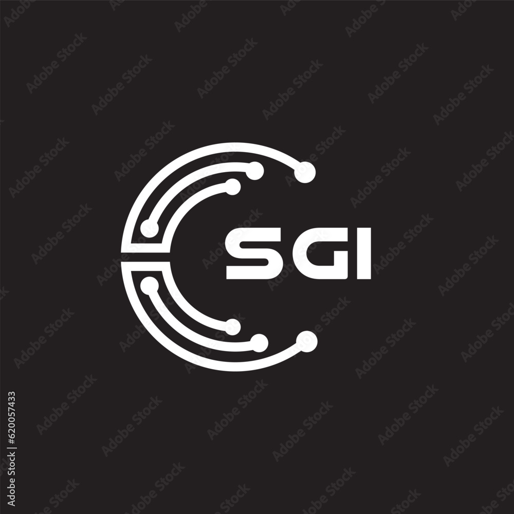SGI letter technology logo design on black background. SGI creative ...