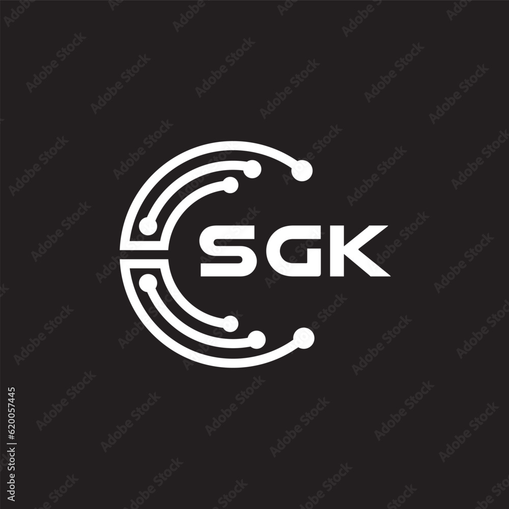 SGK letter technology logo design on black background. SGK creative ...