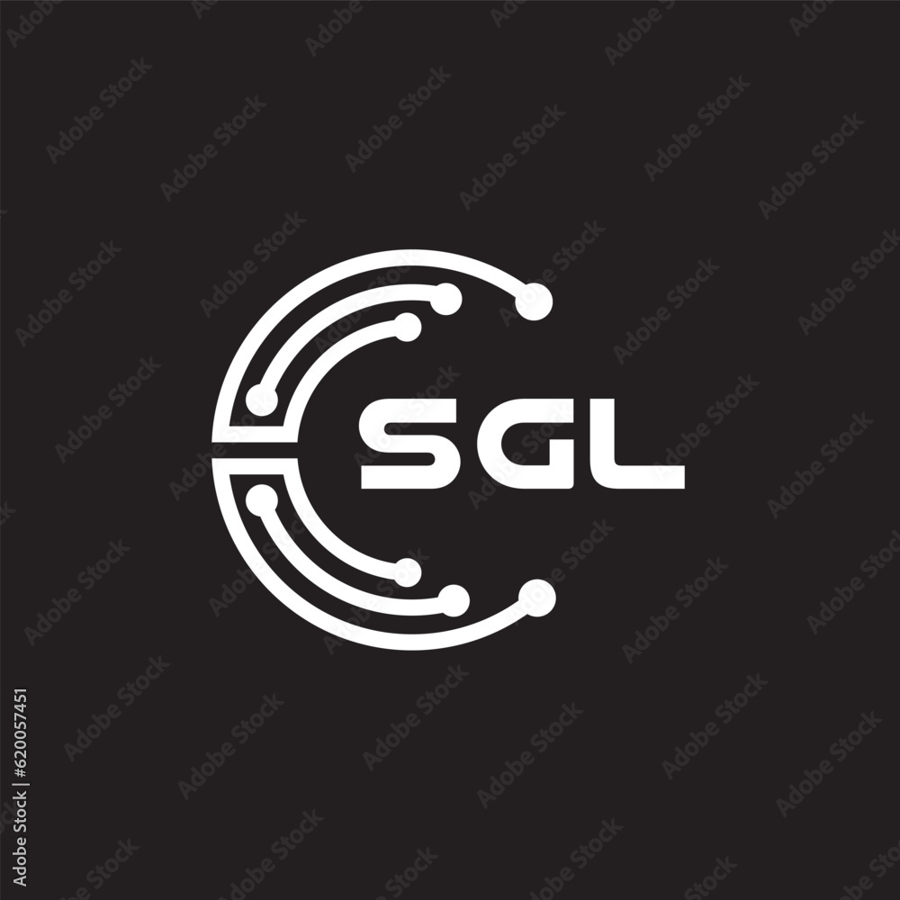 SGL letter technology logo design on black background. SGL creative ...