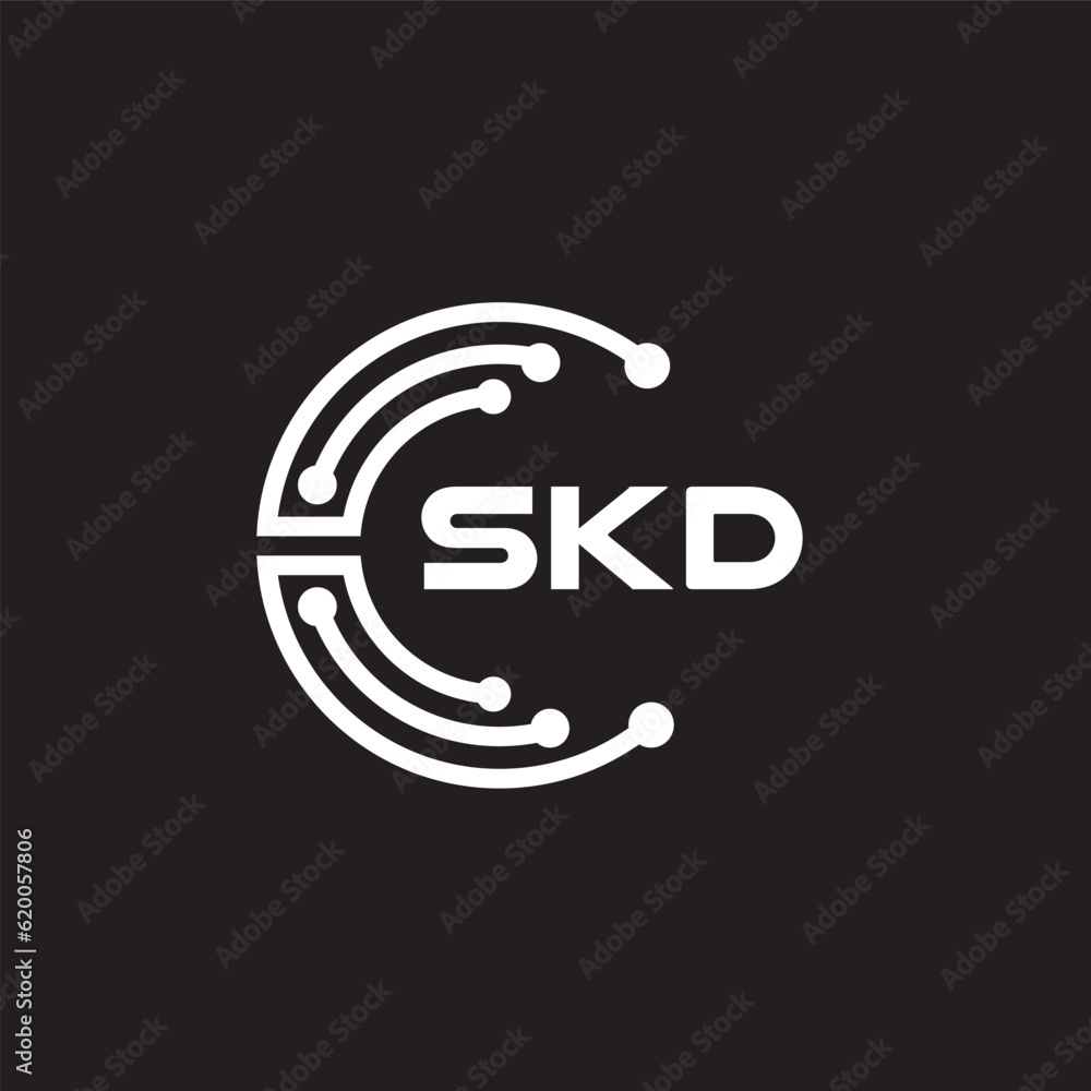 SKD letter technology logo design on black background. SKD creative ...