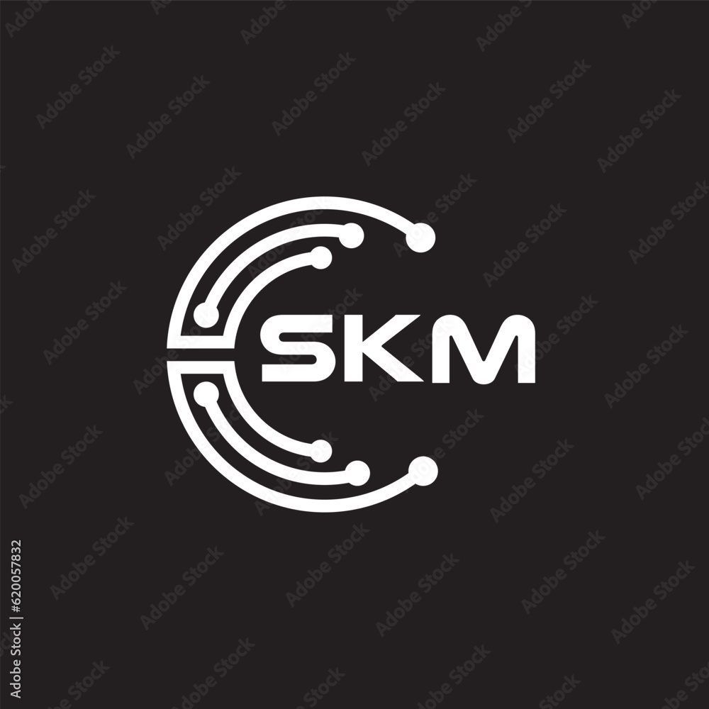 SKM letter technology logo design on black background. SKM creative ...