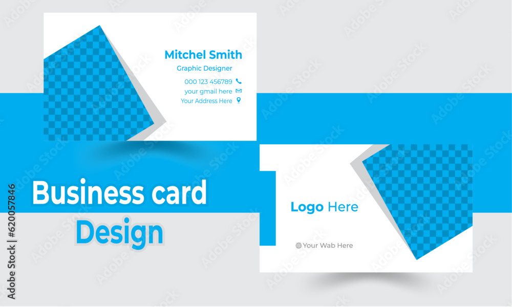 Double-sided creative business card template. Portrait and landscape ...