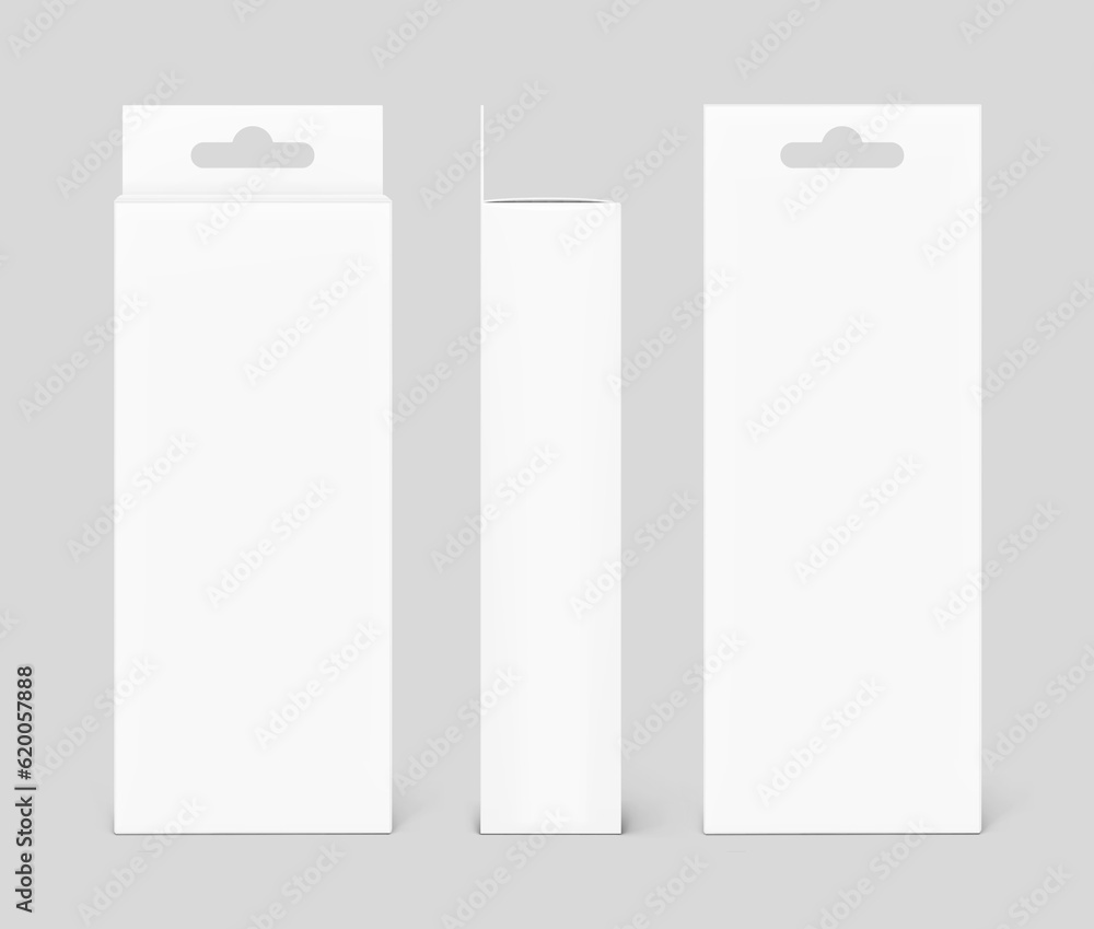 Realistic cardboard boxes mockup set. Front, back and side views ...