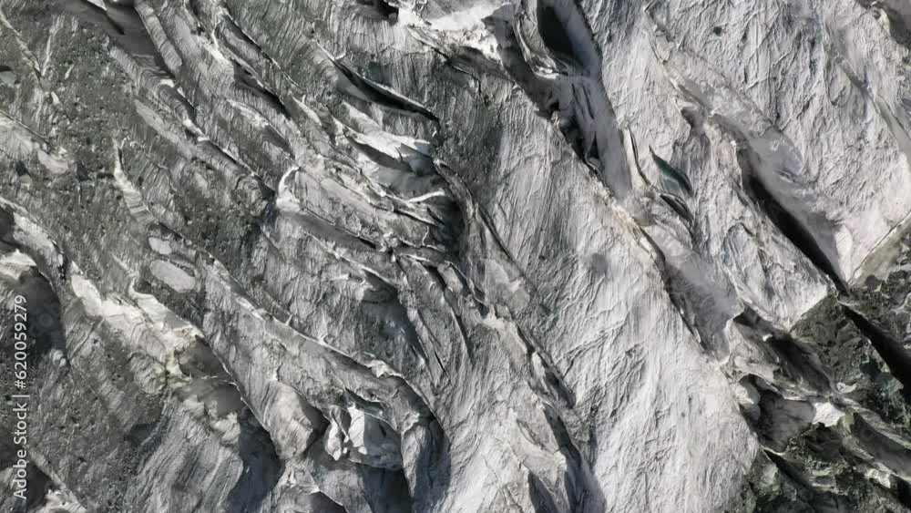Drone footage, Rakaposhi Pakistan. Cinematic downward angle on glacier ...