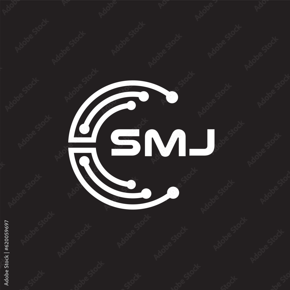 SMJ letter technology logo design on black background. SMJ creative ...