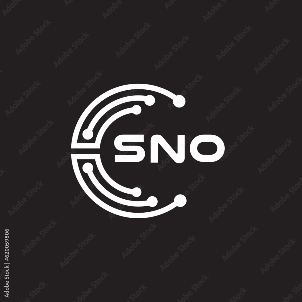 SNO letter technology logo design on black background. SNO creative ...