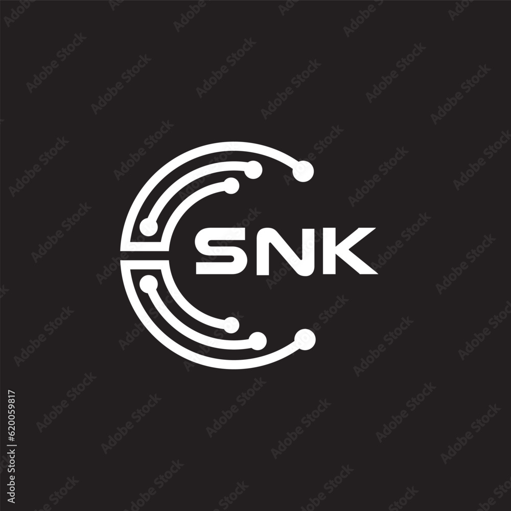 SNK letter technology logo design on black background. SNK creative ...