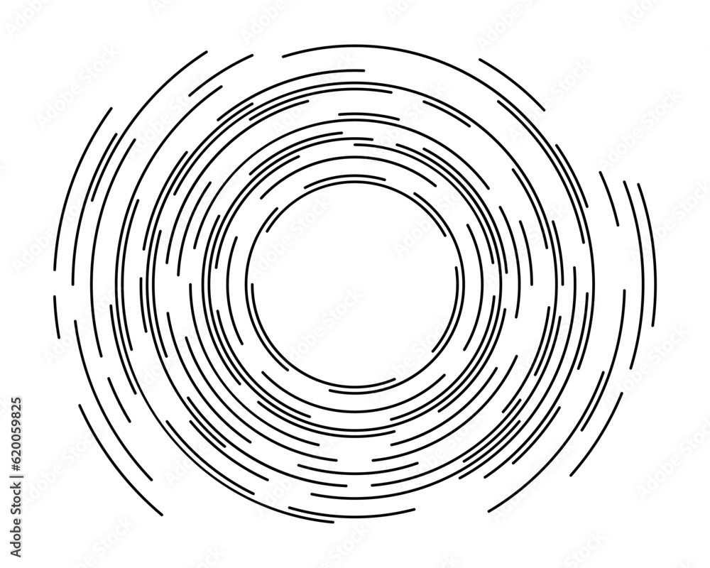 Concentric segments of circles. Lines following a circle path. Design ...