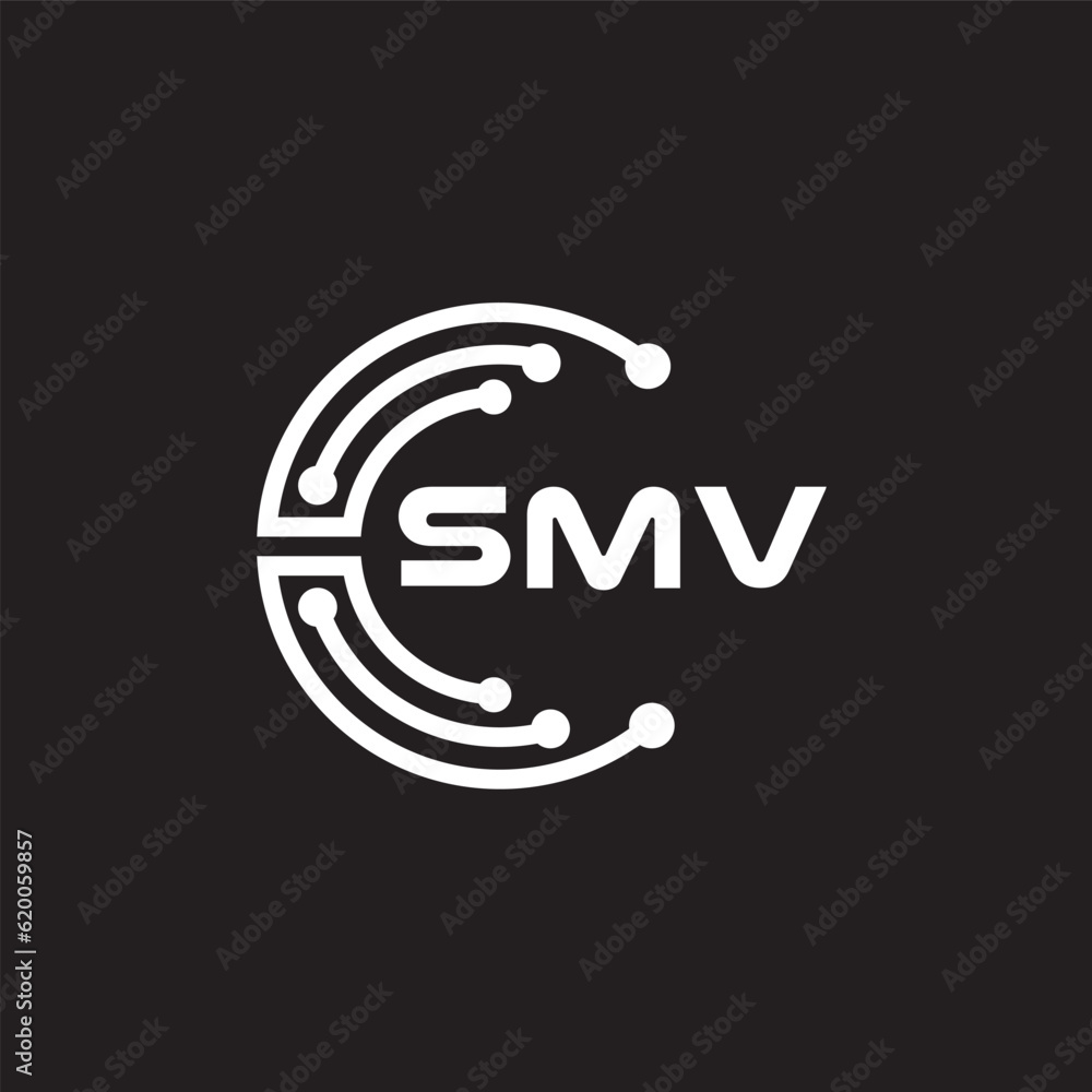 SMV letter technology logo design on black background. SMV creative ...