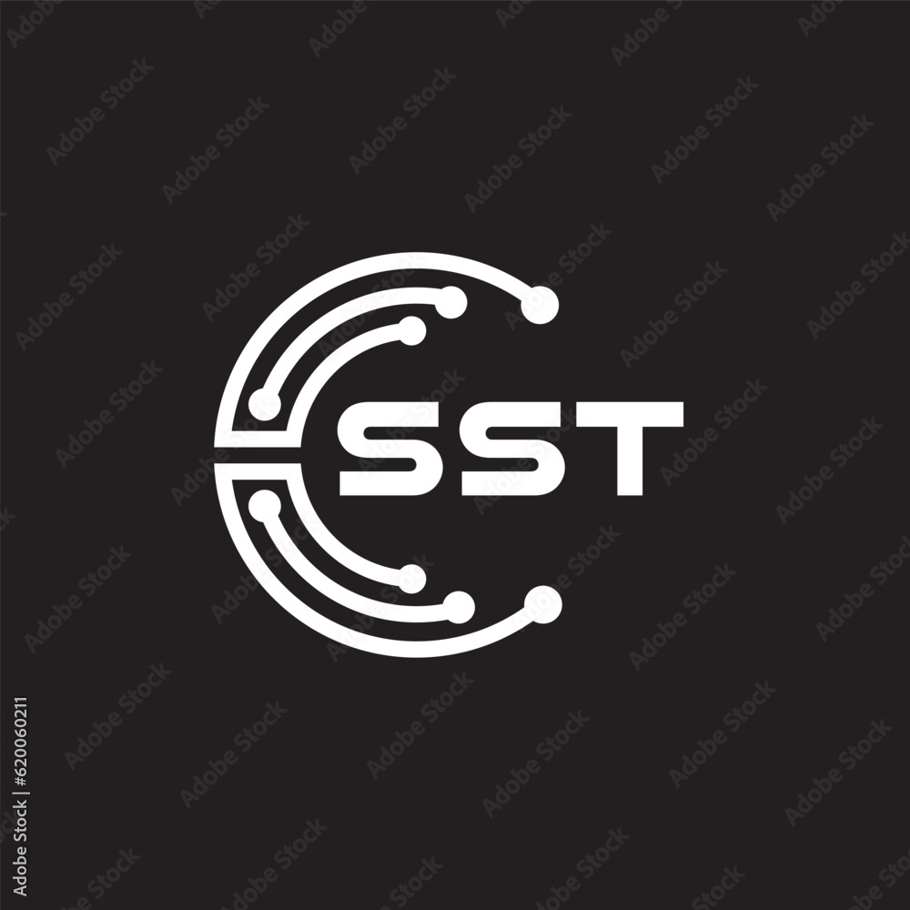 SST letter technology logo design on black background. SST creative ...