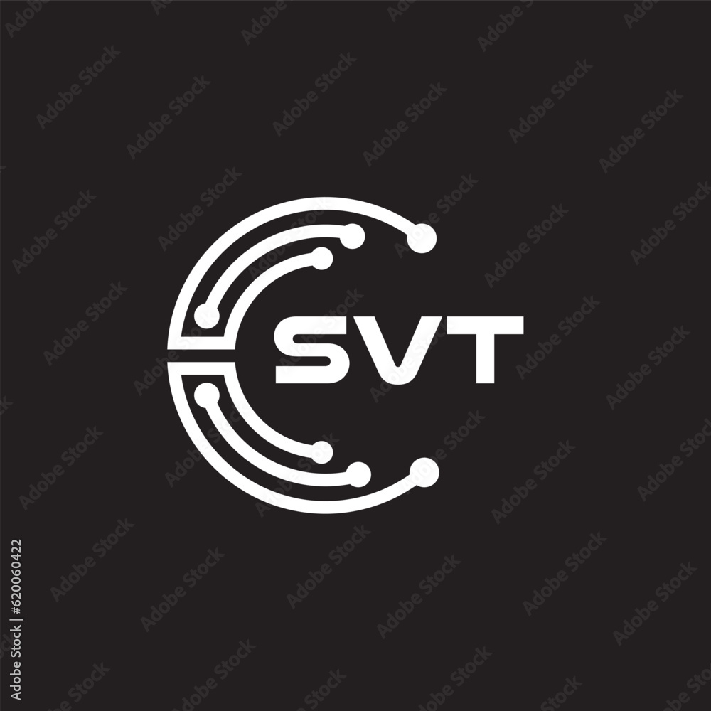 SVT letter technology logo design on black background. SVT creative ...
