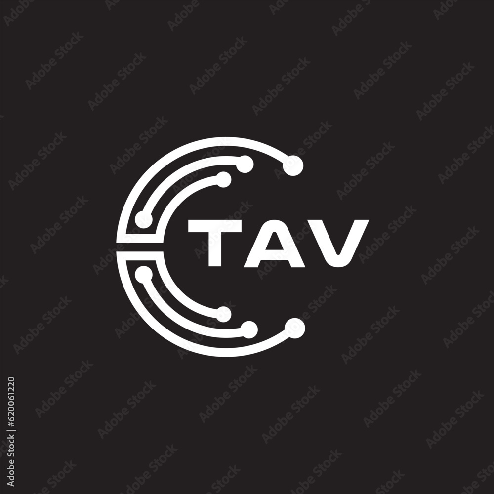 TAV letter technology logo design on black background. TAV creative ...