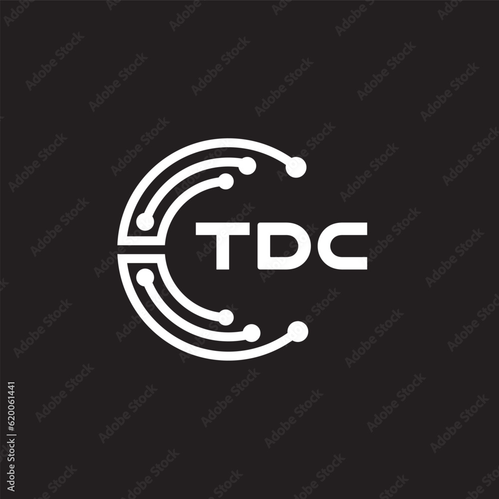 TDC letter technology logo design on black background. TDC creative ...