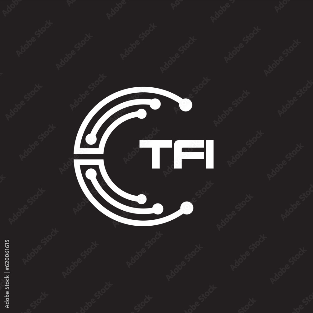 TFI letter technology logo design on black background. TFI creative ...