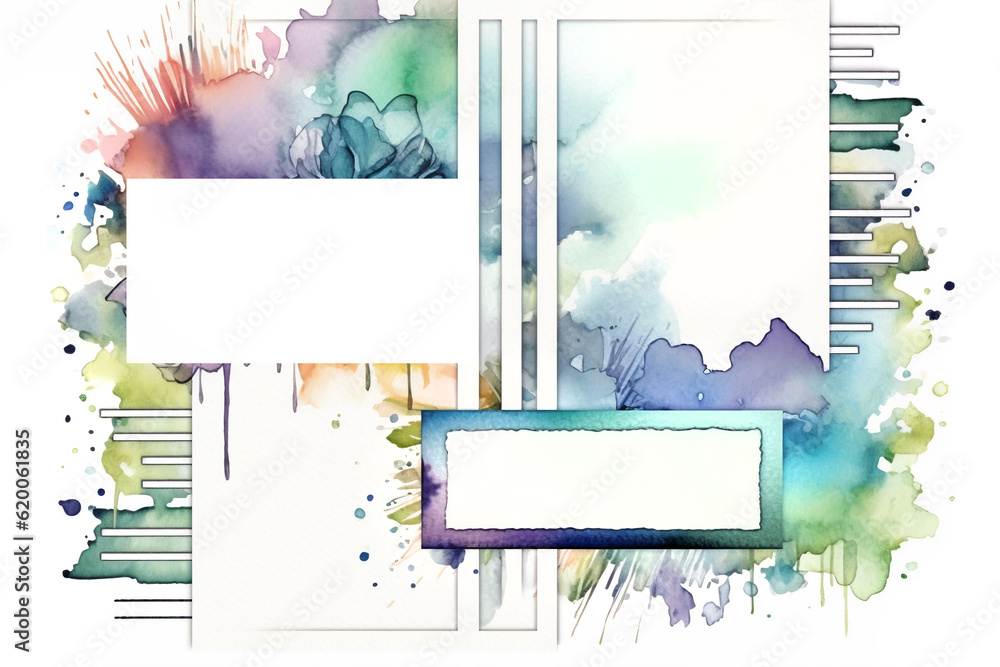 Watercolor PhotoBook Template for Family and Holiday occasions. AI ...