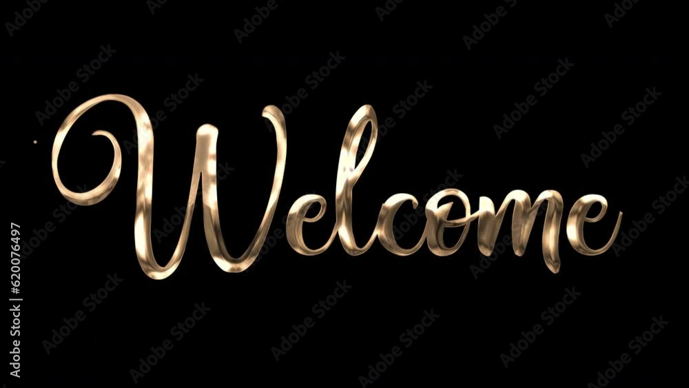 Welcome animation sign in gold color on transparent background. Luxury ...