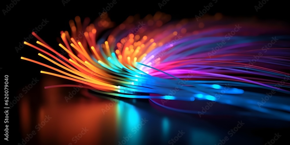 Bundle of fiber optic cables. Optical fiber cable Colorful illustration ...