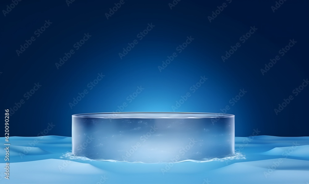 Cool ice show podium stage blue with winter iceberg product display ...