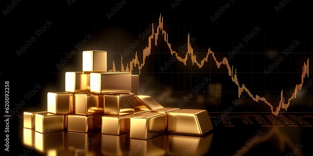 Gold bar stack and investment stock graph business concept on gold ...