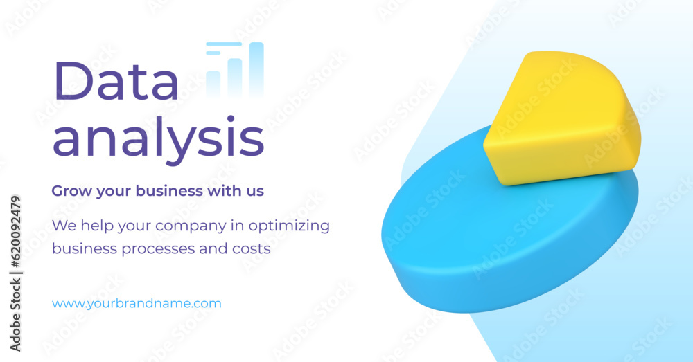 Data analysis management graph diagram strategy development optimization 3d banner realistic ...
