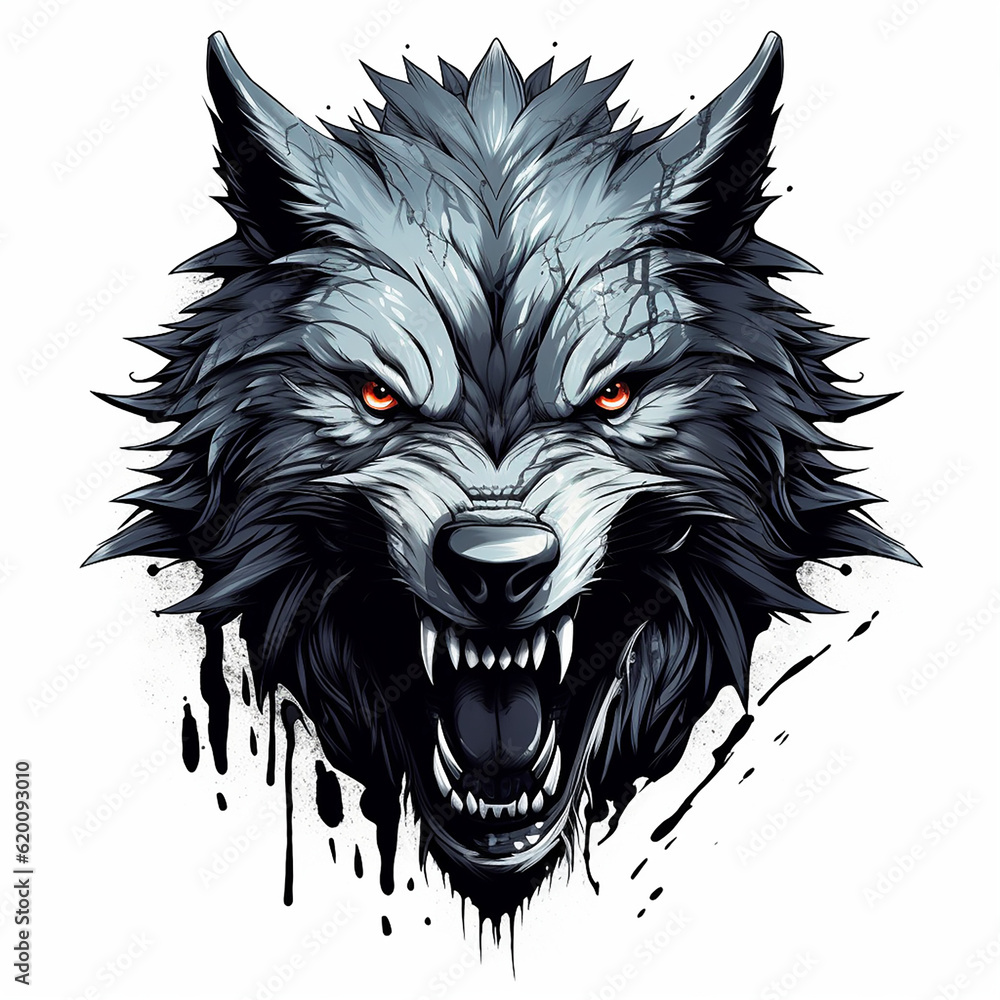 Direwolf tattoo style mascot logo emblem. Generative AI illustration ...