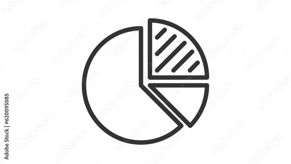 Animated pie chart line icon. Circular chart sectors dividing animation ...