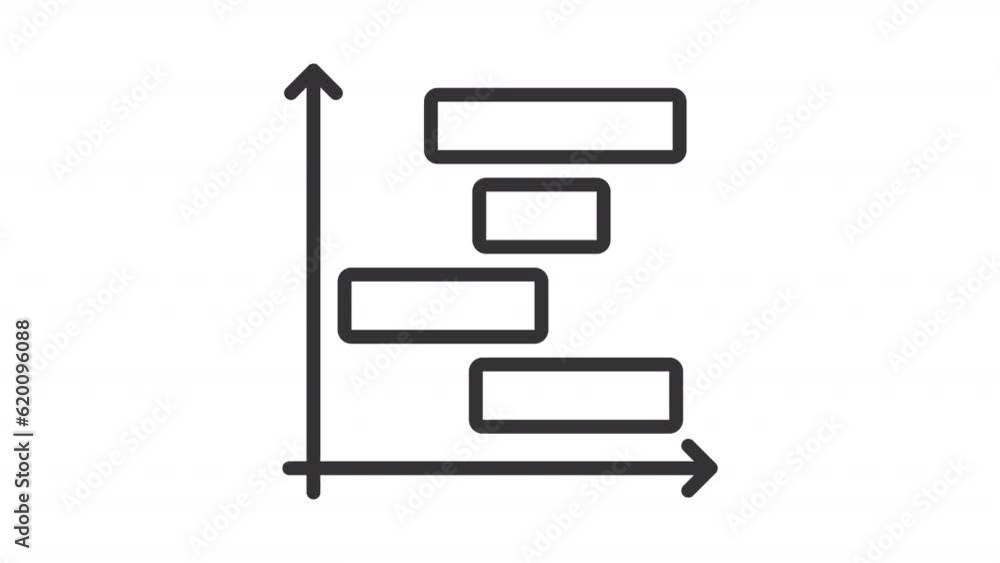 Animated gantt chart line icon. Project plan animation. Horizontal ...