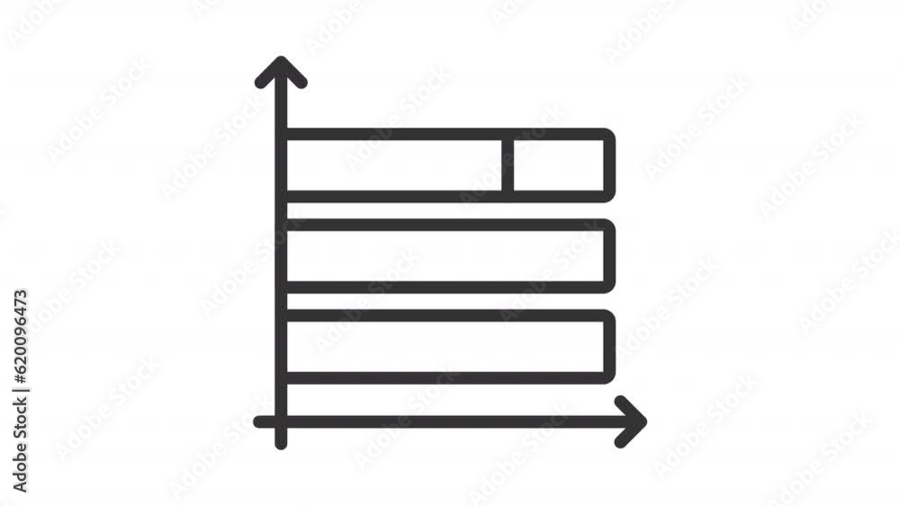Animated stacked bar chart line icon. Horizontal columns animation ...