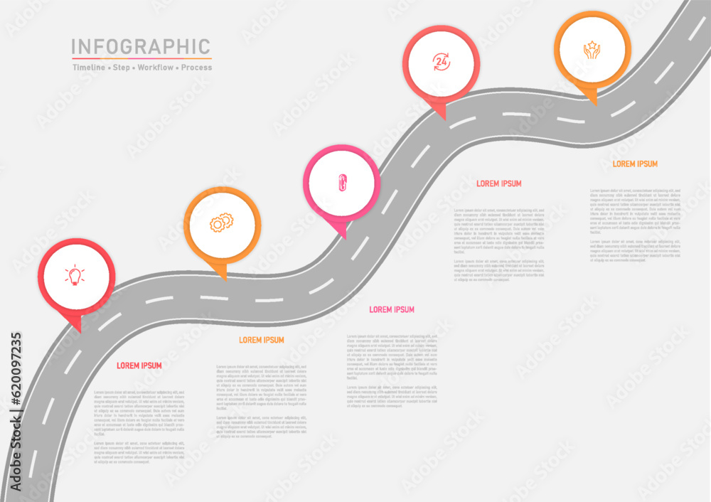 Business circle step infographic. Roadmap flat icon template vector ...