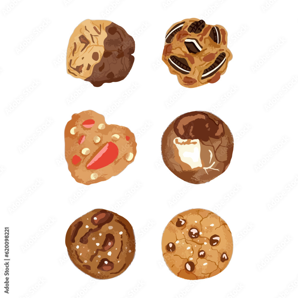 Set of Cookies. Hand drawn watercolor vector illustration Stock Vector ...