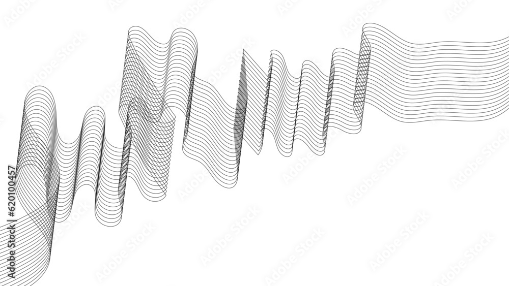 Abstract black wave lines on transparent background. Technology, data ...